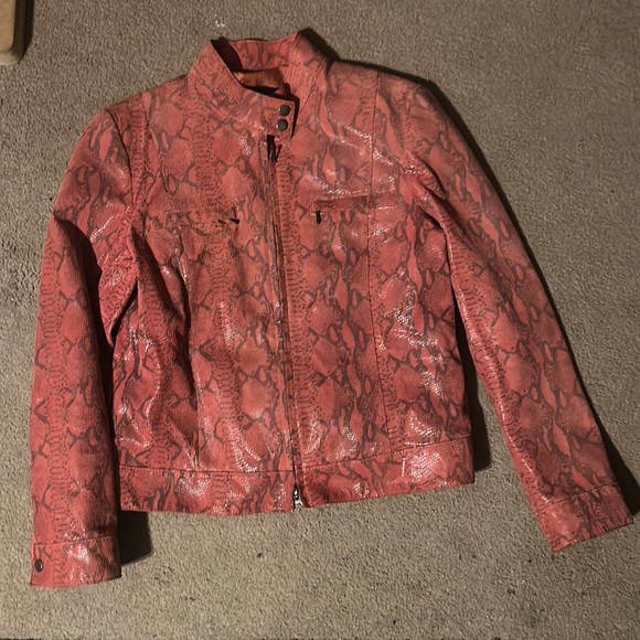 Alfani | Jackets & Coats | Redish Leather Snake Skin Looking Jacket ...